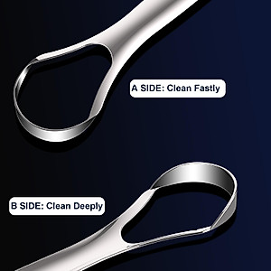 Kotomotoy Metal Tongue Scraper with Travel Case, Easy to use Tongue Scraper for Adults, 100% Stainless Steel Tongue Cleaners For Oral Care, Fight Bad Breath, Professional Tongue Brush to Fresh Breath