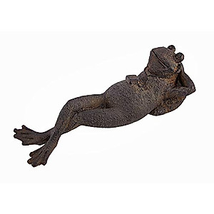 Bellaa 25686 Napping Frog Statue Relax Resting Meditating Zen Garden Buddha Sculpture Yoga Contented Talisman Gift Feng Shui Vastu Figurine
