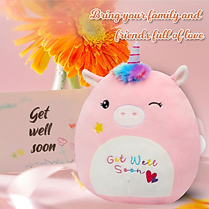 Easfan Get Well Soon Unicorn Plush Pillow Soft Plush Toy Get Well Soon Gifts for Kids Patient Feel Better for Women Throw Pillow Sofa Cushion Home Decoration