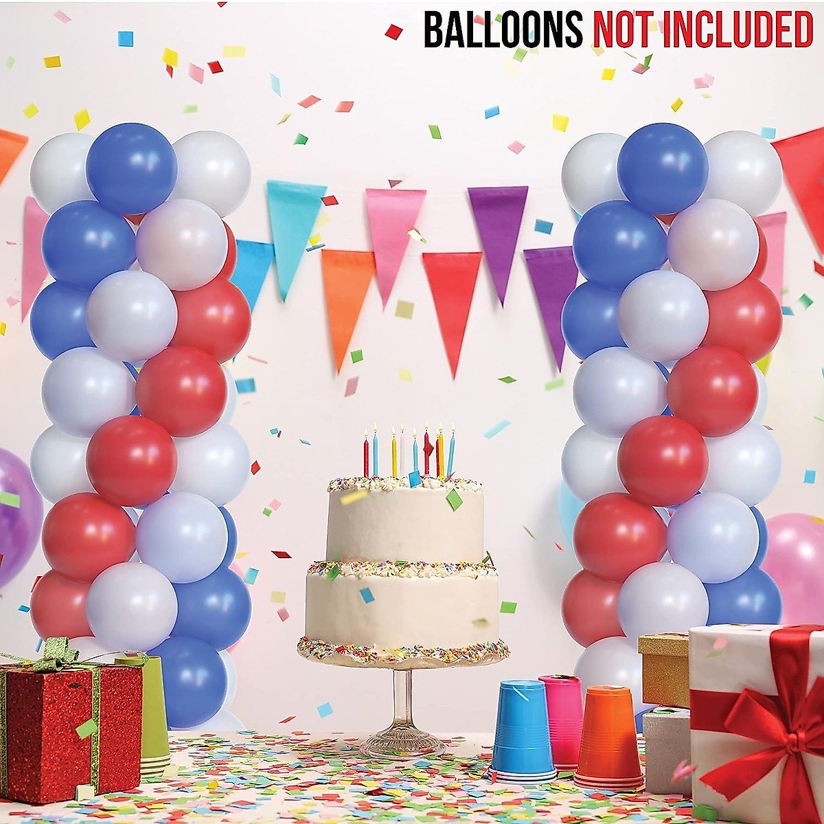 Prextex Balloon Column Kit - Set of 2 Balloon Columns, 5ft Tall | Balloon Arch Stand/Frame, Balloon Tower Holder, Balloon Column, Backdrop | Wedding, Baby Shower, Halloween, Birthday Party, Decoration