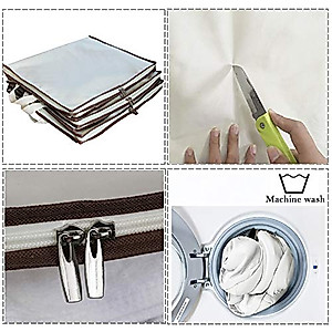 MISSLO Thick Oxford Clothing Organizer Storage Bags for Clothes, Blanket, Comforter, Closet, Medium, 3 Piece Set (Beige)