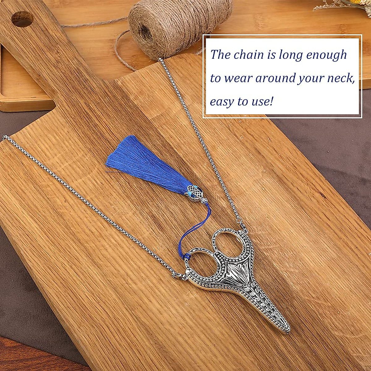 SHWAKK Embroidery Scissors Exquisite Stainless Steel Sharp Tip Retro Scissors with Sheath Chain Sewing Scissor for Sewing,Embroidery, Needlework