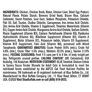 Blue Buffalo Tastefuls Natural Tender Morsels Wet Cat Food, Chicken Entrée 5.5-oz cans (Pack of 24)