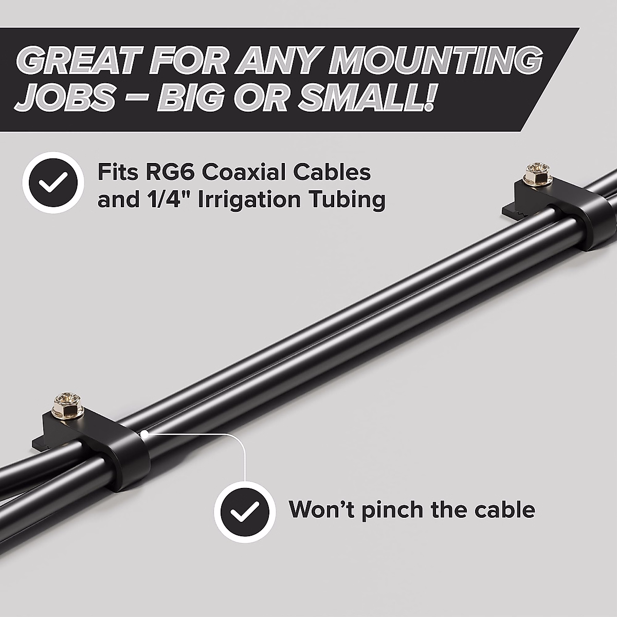 THE CIMPLE CO Dual Cable Clips, 50 PCS, Indoor/Outdoor Cord Management, 1/2 in Wire Clips for Coax, Ethernet, Electrical Wire, Screw Clips for Wires on Wall, Black