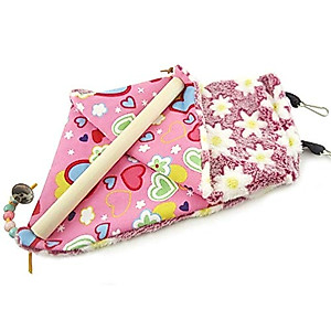 Bird Plush Perch Tent Winter Warm Triangle Hammock Nest Bed for Parrot Budgie Parakeet Cockatiel Lovebird (M)