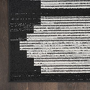 Nourison Modern Passion Geometric Black/Grey 6' x 9' Area -Rug, Easy -Cleaning, Non Shedding, Bed Room, Living Room, Dining Room, Kitchen (6x9)