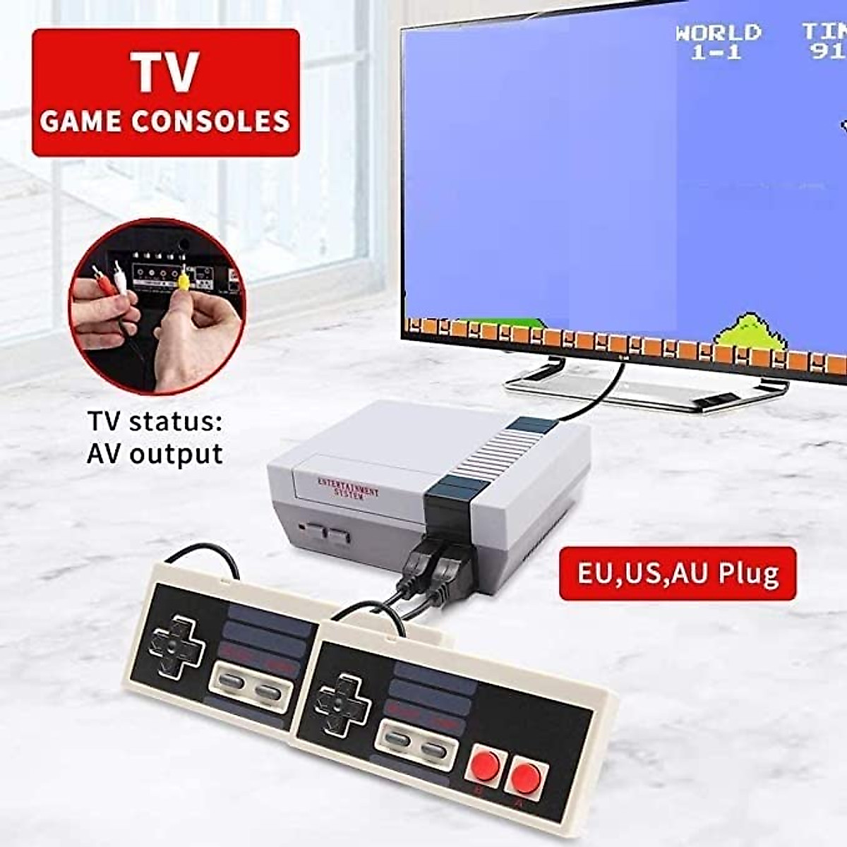 Retro Game Console,Classic Mini Console with Built-in 620 Classic Edition Games and 2 Controllers,AV Output Video Games for Kids and Adults as Gifts.