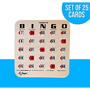 Regal Games - Finger-Tip Shutter Slide Bingo Cards - 25 Pack - Woodgrain - Perfect for Group Events, Bulk Purchasing