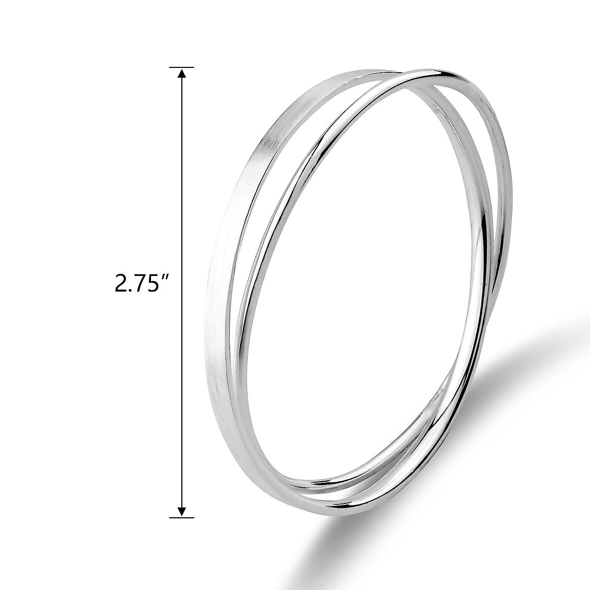 Merdia 990 Solid Sterling Silver Polished and Rough Twisted Bangle Bracelet for Women | Silver Bracelets for Women | 925 Sterling Silver Bracelets for Women | Jewelry Bracelets | Ladies Jewelry 2.75"