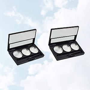 Lurrose Empty Magnetic Eyeshadow Palette 3 Colors Empty Eyeshadow Case Box Empty Magnetic Cosmetics Makeup Powder Sample Container 2Pcs 26mm
