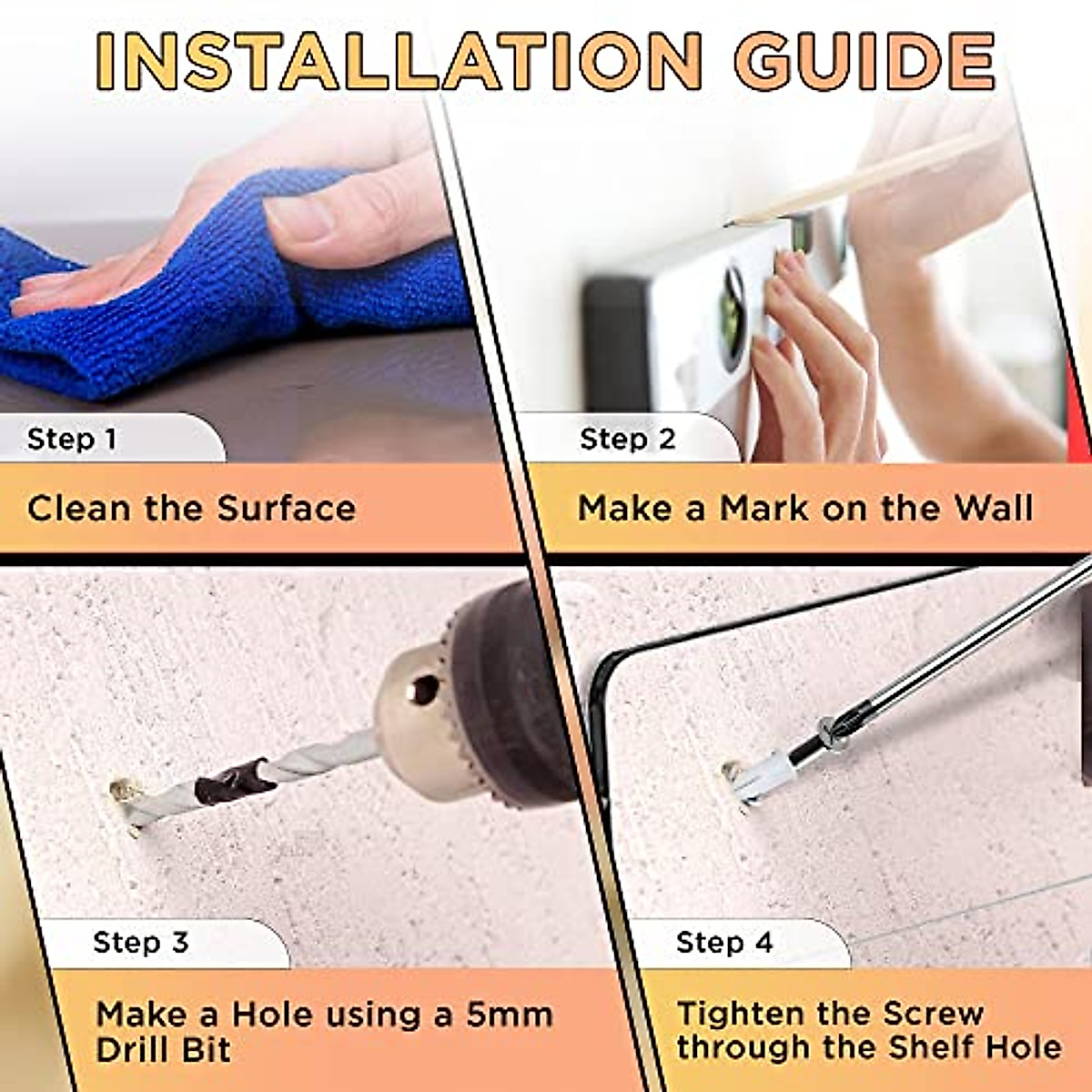 ACRADEC Acrylic Shelves for Wall Set of 4, 15” x 4” - Spacious Clear Shelves with Mounting Kit - Easy to Install, Versatile & Sturdy Shelfs - Funko Pop Shelves Perfect for Decoration & Storage