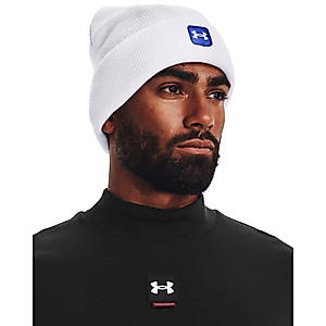 Under Armour Unisex Halftime Cuff Beanie , (100) White / Versa Blue / White , One Size Fits All
