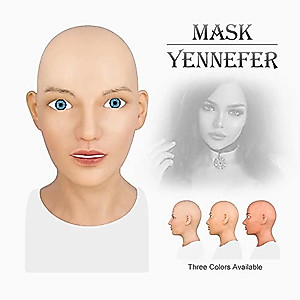 SHMCOFE Crossdressing Silicone Female Mask Headwear Mask For Crossdressers Cosplay Halloween Transgender