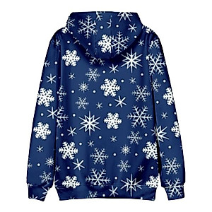 DuDubaby Christmas Graphic Hoodies 3D Printed Winter Long Sleeve Novelty Oversized Hoodie Vintage Funny Loose Sweatshirts Personalized Thermal College Hooded 02 Dark Blue Medium