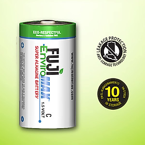 Fuji Enviromax 4200BP2 EnviroMax C Super Alkaline Batteries, 2 pk, White, 2 CT