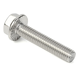 M8-1.25 x 35mm Flanged Hex Head Bolts Flange Hexagon Screws, Stainless Steel 18-8 (304), Plain Finish, DIN 6921, 15 PCS