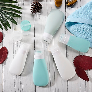 Vonpri Silicone Travel Bottles, Leak Proof Squeezable Refillable Travel Accessories Toiletries Containers Travel Size Cosmetic Tube for Shampoo Lotion Soap Liquids (3oz&2oz 5pack)