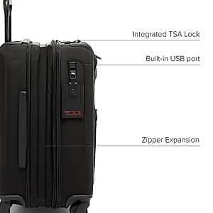 TUMI - Alpha International Dual Access 4-Wheeled Carry-On Luggage - With Built-In USB Port and Integrated TSA Lock - 22-Inch Rolling Suitcase for Men and Women - Black