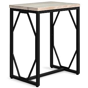 SIMPLIHOME Selma Contemporary 20 Inch Wide Metal and Wood Accent Side Table in White Wash, for The Living Room and Bedroom