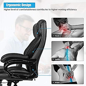 POWERSTONE Big & Tall Office Chair 500lbs Ergonomic Massage Office Chairs PU Leather Computer Chair Adjustable Large Executive Chair with Lumbar Support Armrest Swivel Rolling Chair