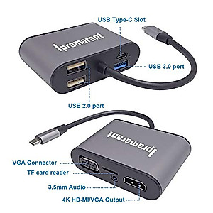 High-Speed 8 In 1 USB Splitter With 4K HDMI 2 USB 2.0 And 1 USB 3.0 1080P VGA USB-C Power Delivery 3.5mm Audio Support TF Card Reader Compatible For Flash Drive Laptops And More USB Hub Adapter Portab
