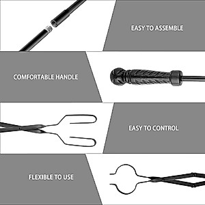 Fire Pokers Set for Fireplace,32 Inch Solid Steel Fire Pit Campfire Poker with Blow Poke Function Set, Heavy Duty Fireplace Poker Wood Stove Fire Pit Tools