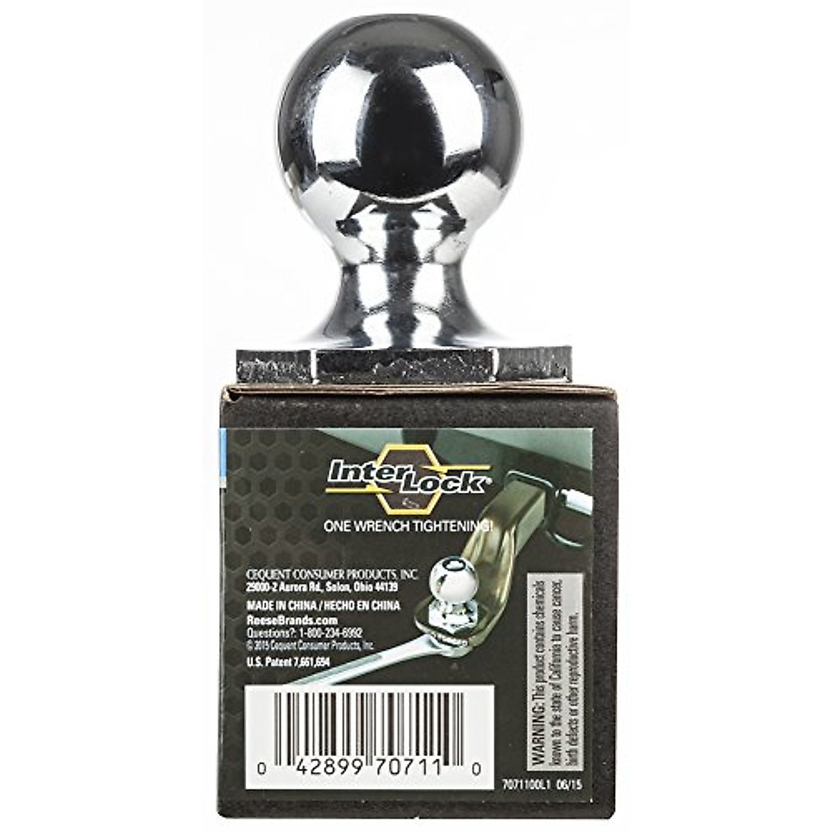 Reese Towpower 7071100 Carbon Forged 1-7/8" Chrome Interlock Hitch Ball , black