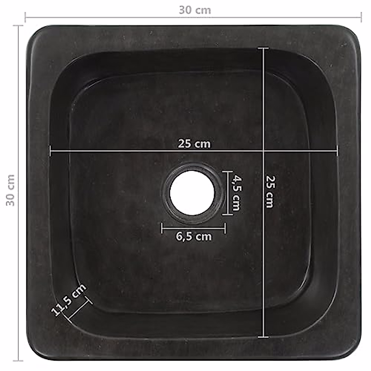 Sink 11.8"x11.8"x5.9" Riverstone Black,River Stone Sink Handmade Naturally-derived Stone Basin for Bathroom or Washroom Bathroom Fixtures, Bathroom Sinks