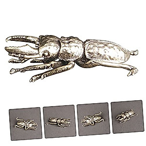 VOSAREA 5pcs Brass Ornament Coraline Decor Figurine Mini Beetle Sculpture feng Shui Prank Props Toys car Dashboard Decorations Tabletop Brass Beatle Decor Bronze Sculpture Desktop