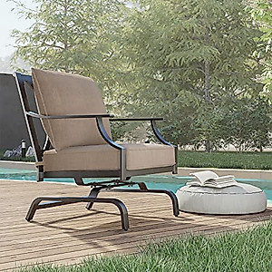 Grand patio Outdoor Patio Seating Chair, Motion Chair, Stationary Rocker, Padded Cushion Chair, Set of 2, Beige