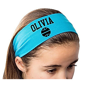 Funny Girl Designs Design Your Own Personalized BASKETBALL Cotton Stretch Headband with CUSTOM Name VARSITY Text