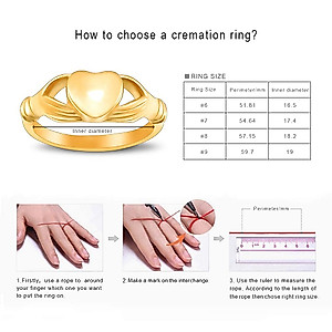 Minicremation Cremation Urn Ring for Ashes for Women Stainless Steel Heart Finger Ring Waterproof Memorial Keepsake Cremation Ring Holds Loved Ones Ashes