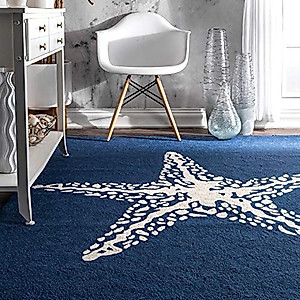 nuLOOM Marine Hand Hooked Indoor/Outdoor Accent Rug, 2' x 4', Navy