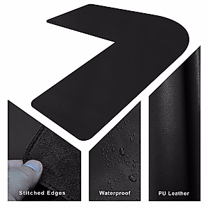 CENNBIE Dual Sided L Shaped Desk Pad,‎‎35.5x43.3x13 inches Corner Leather Desk Pad,l Shaped Desk Gaming mat,Waterproof l Shaped Leather Mouse pad,Home Office Accessories Corner Desk Mat(Black)