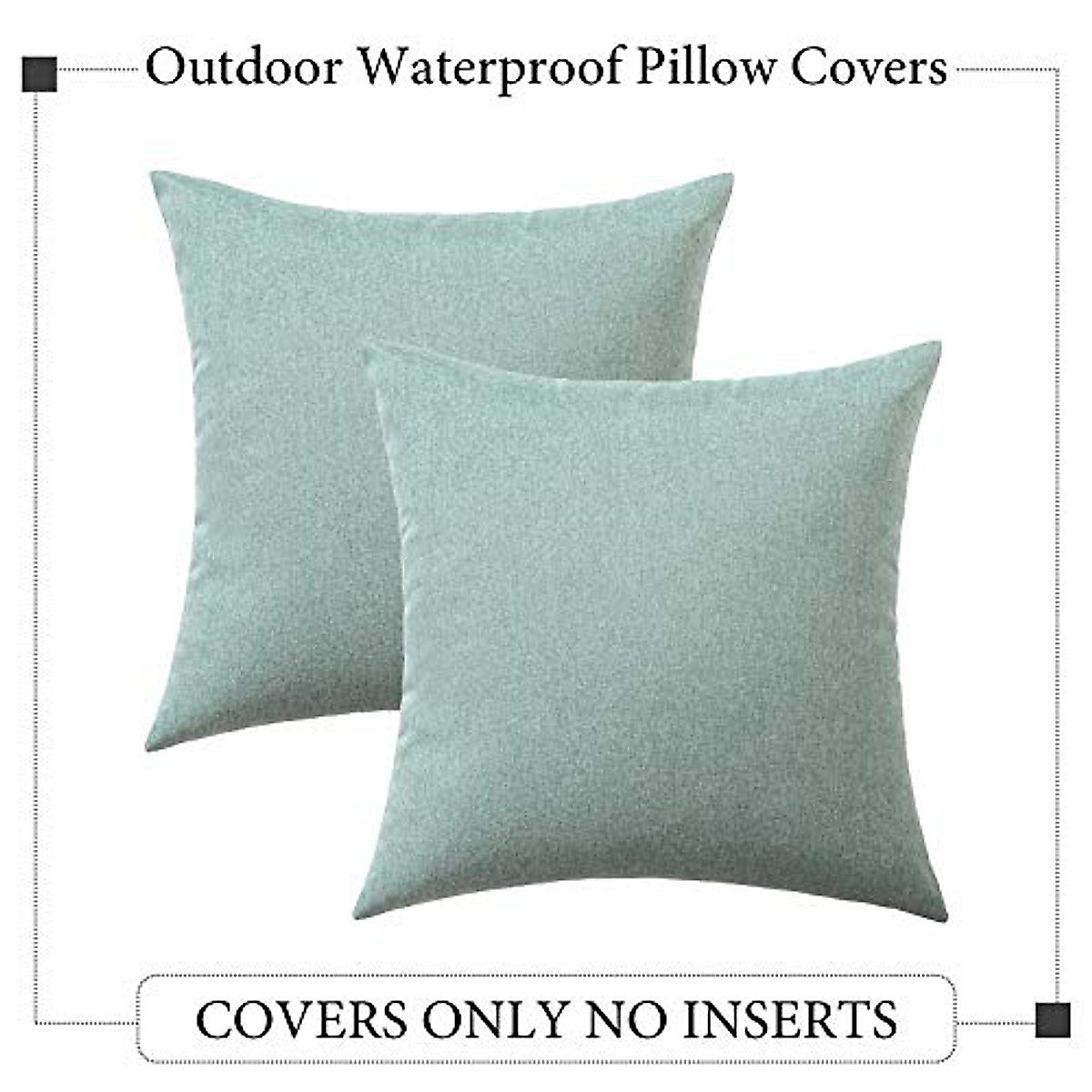 Woaboy Set of 2 Outdoor Waterproof Throw Pillow Covers Decorative Farmhouse Solid Cushion Cases for Spring Bed Sofa Couch Car Living Room Teal 16x16 inch