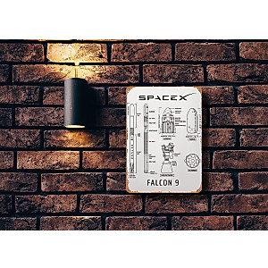 CharcasUS Metal Signs - SpaceX Falcon 9 Blueprint Poster Personalized Signs Wall Decor Great Gift For Space Fans 8 x 12 inch