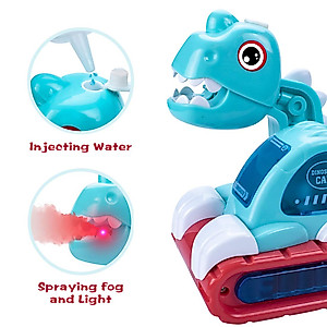 UNIH Musical Baby Toys for 1 Year Old Boy Girl, Infant Crawling Toys Dinosaur Car with Mist and Lights Toys for 6 to 12-18 Months