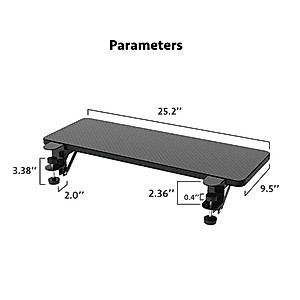 HONJIE Ergonomics Desk Extender Tray, Suitable for Office. Foldable, Punch-Free Clamp on.Computer Keyborad Tray, Desk Extension Board.(25.2"*9.45"(64cm*24cm), Carbon)