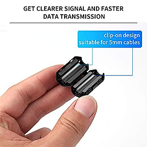 Ferrite Ring Core Black RFI EMI Noise Suppressor Cable Clip-20Pcs