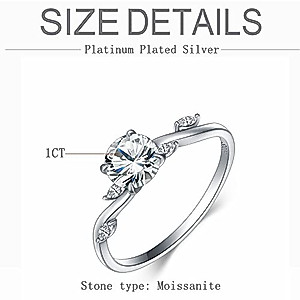 Aihpos Classic Round Engagement Rings for Women Platinum Plated Silver, 1-1/5 Carat (ctw) Moissanite Engagement Rings Wedding Anniversary Rings Size 5-9 (6)