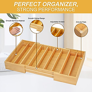 MinBoo Bamboo K Cup Holder for Drawer or Countertop Coffee Pod Holder Expandable K Cup Pod Storage Tea bag organizer K Cup Storage for Coffee Station Home Office and Kitchen