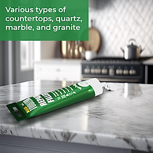 Quartz Countertop Chip Repair Kit (6 Pcs Set), Porcelain, Tile, Ceramic, Marble, Concrete, Wood, Travertine, Acrylic Countertop, Bathtub, Corian, Sink Chip, Crack Repair Filler Kit (White)