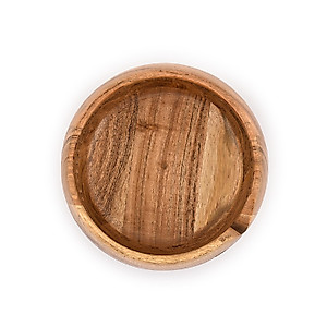 SAMHITA Acacia Wood Yarn Bowl Holder |Handmade Crocheting Accessories and Supplies Organizer (7" x 7" x 4")