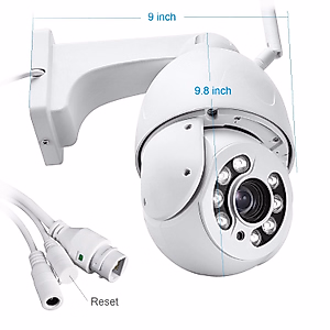 Funxwe 5MP 30X Optical Zoom WiFi Security PTZ Camera ​Wireless Wired CCTV Surveillance with Onvif Two Way Audio, Motion Detection Auto Tracking, Color Night Vision 330ft