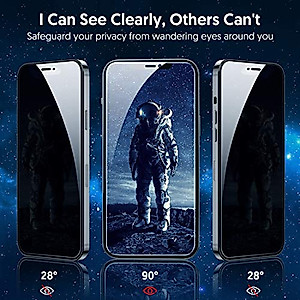 [2+2 Pack] Fotbor for iPhone 12 Pro Max Privacy Screen Protector [2 Pack] and Camera Lens Protector [2 Pack], [2X Anti-Spy] Easy Installation Shatterproof 9H Tempered Glass Film for Apple iPhone 12 Pro Max 6.7" 5G (Privacy)