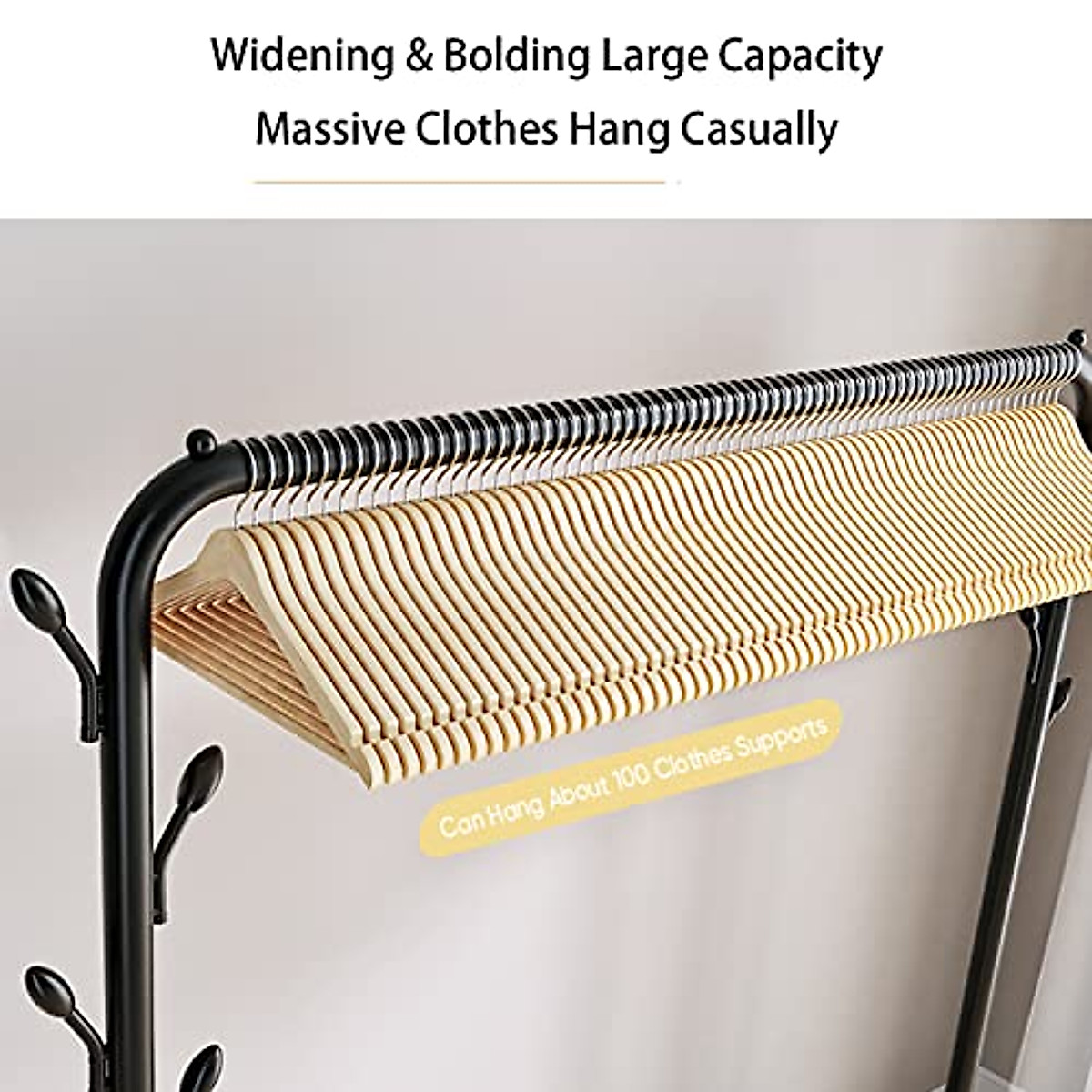 YCWO Flooring Clothes Rack Black Modern Simple Heavy Metal Rack Retail Display Rack with Storage Rack Retro Iron Tube Flooring Display Rack Clothes Shoes Package Storage,150x43x161cm