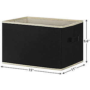 Asxsonn Fabric Storage Bins Large Storage Baskets for Organizing Set of 3, Large Closet Storage Bins with Reinforced Handles, Foldable Storage Baskets for Shelves, Black, 15" x 11" x 9.6"