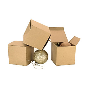 Oletx 25 Pcs Brown Paper Gift Boxes, Small Candy Boxes Bulk, 3x3x3 inch Gift Box with Lids, Goodie Treat Boxes for Party Favors, Birthday Gifts, Wedding Gifts