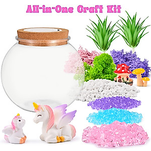 Unicorn Gifts for Girls - Light up Unicorn Terrarium Kit for Kids - DIY Unicorn Arts & Crafts Toy - Birthday Gifts for Kids Age 5 6 7 8-12 Year Old Girl Gift