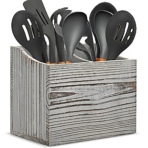 COZYYROME Utensil Holder for Counter Top Cooking Utensil Organizer with Dividers Storage Box for Utensils Crock Spoons Knives Forks Holder Flatware Organizer Utensil Crock Flatware Organizer